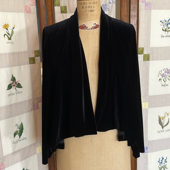 Alex Evenings | Jackets & Coats | Alex Evenings Black Velvet Waterfall ...